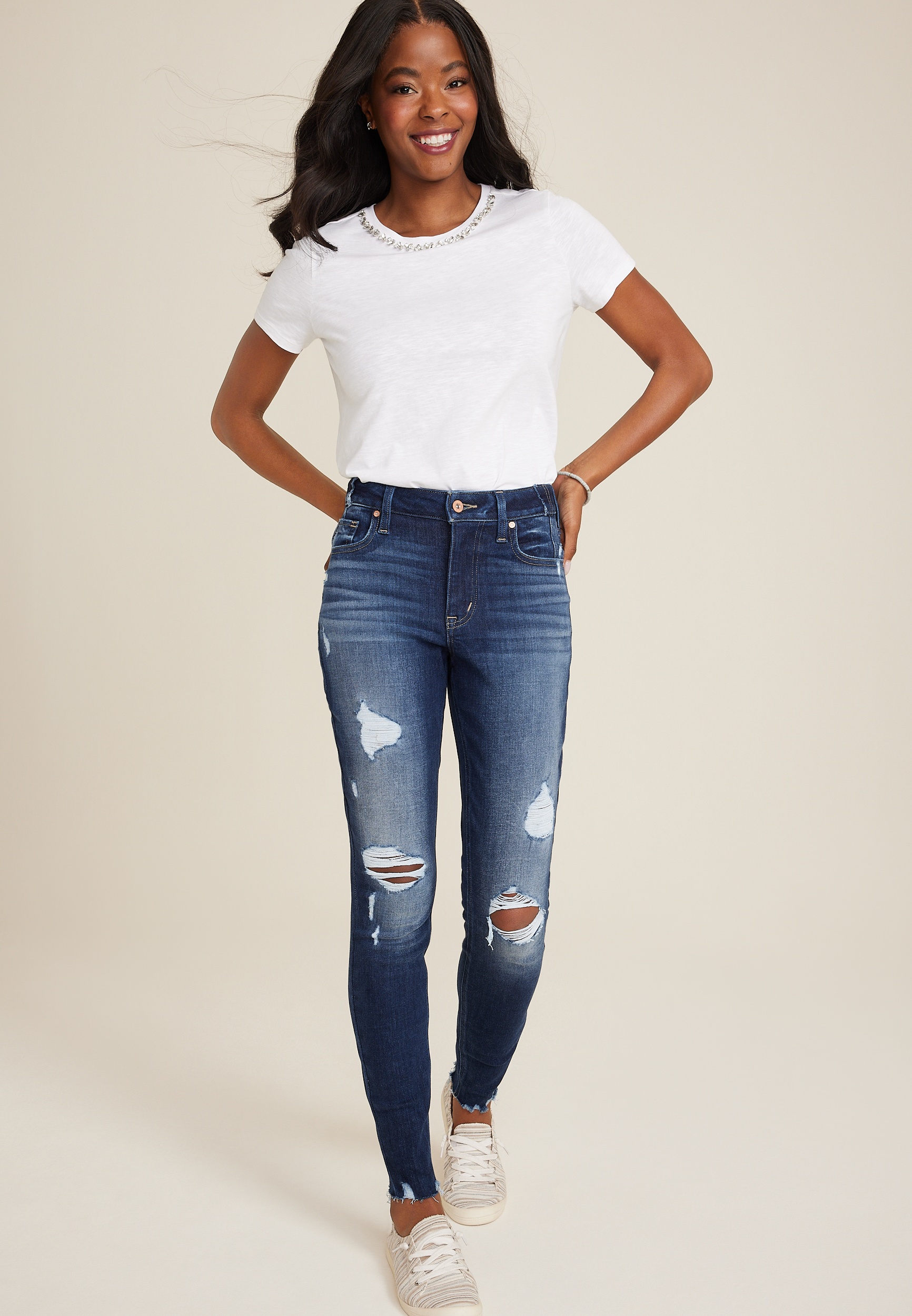 Edgely鈩?High Rise Ripped Super Skinny Jean - Women's Fashion